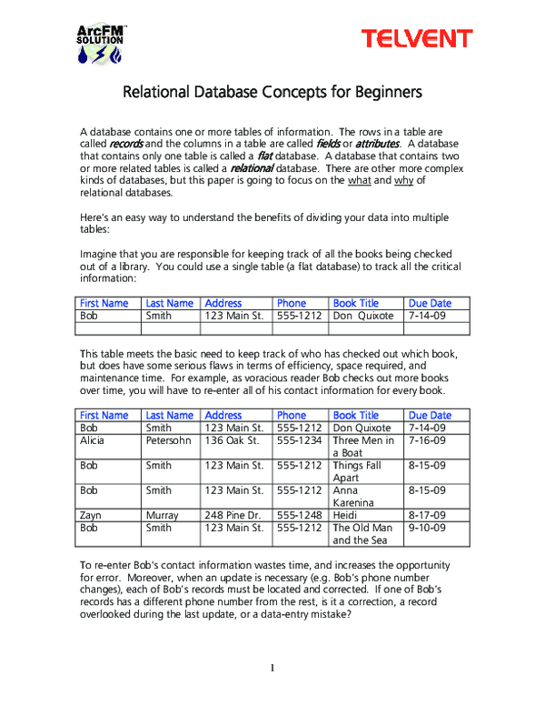 (PDF) Relational Database Concepts for Beginners