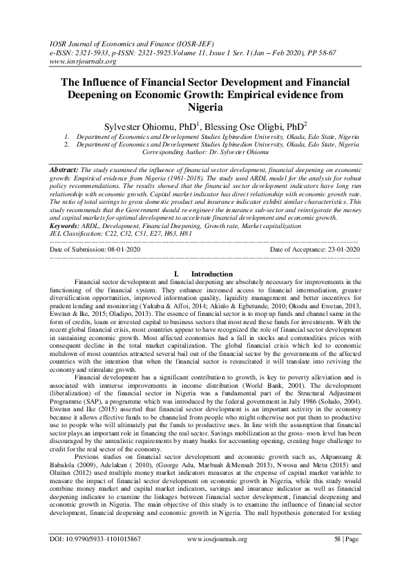 (PDF) The Influence of Financial Sector Development and Financial ...