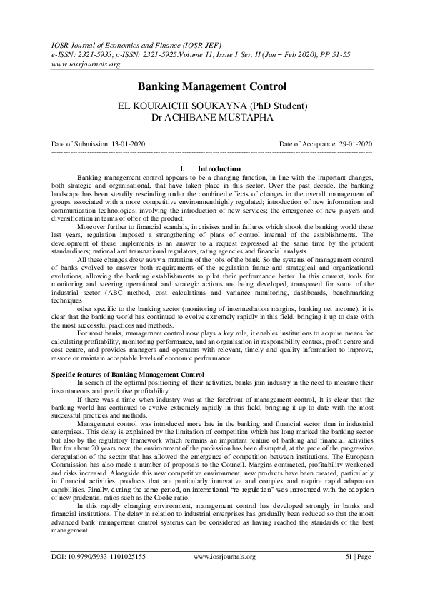 (PDF) Banking Management Control