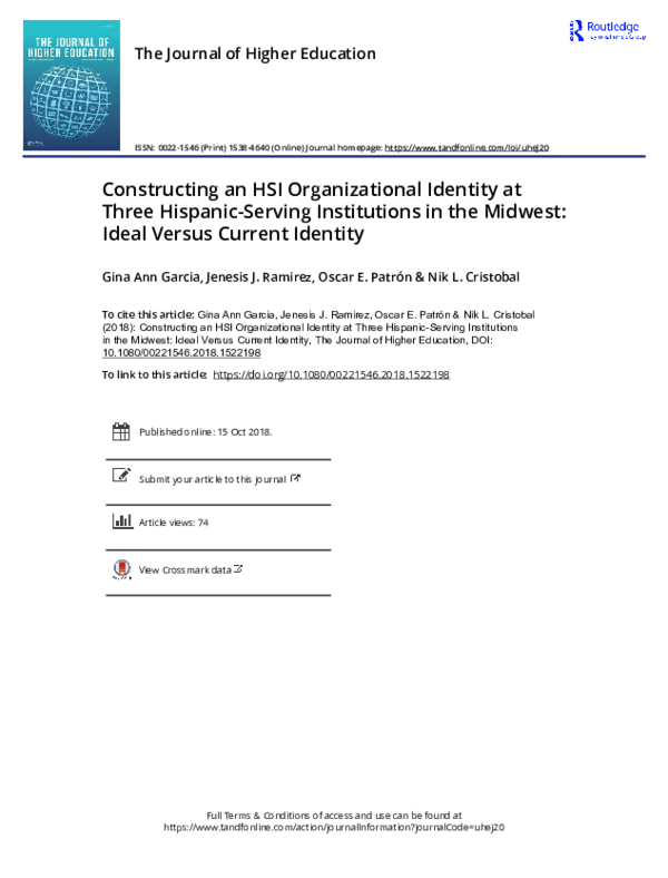 (PDF) Constructing an HSI Organizational Identity at Three Hispanic ...