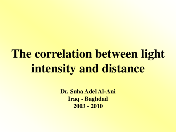 (PDF) The correlation between light intensity and distancee