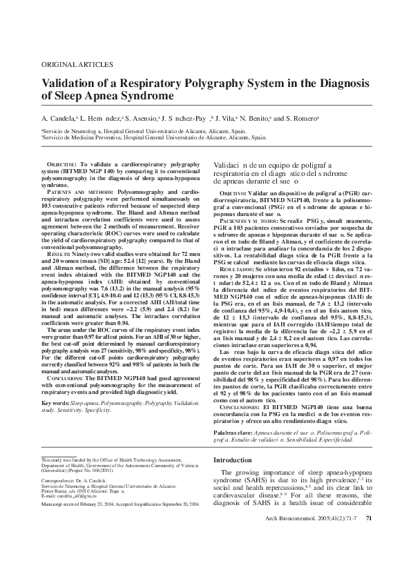 (PDF) [Validation of a respiratory polygraphy system in the diagnosis ...