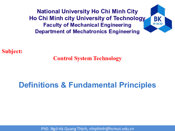(PDF) Subject: Control System Technology Definitions & Fundamental ...