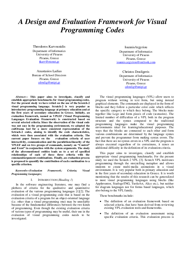 (PDF) Framework for Evaluating Visual Programming with Scratch-2