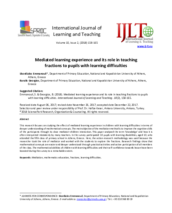 (PDF) Mediated learning experience and its role in teaching fractions ...