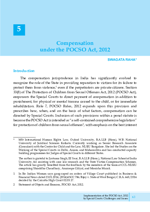(PDF) Compensation under the POCSO Act, 2012