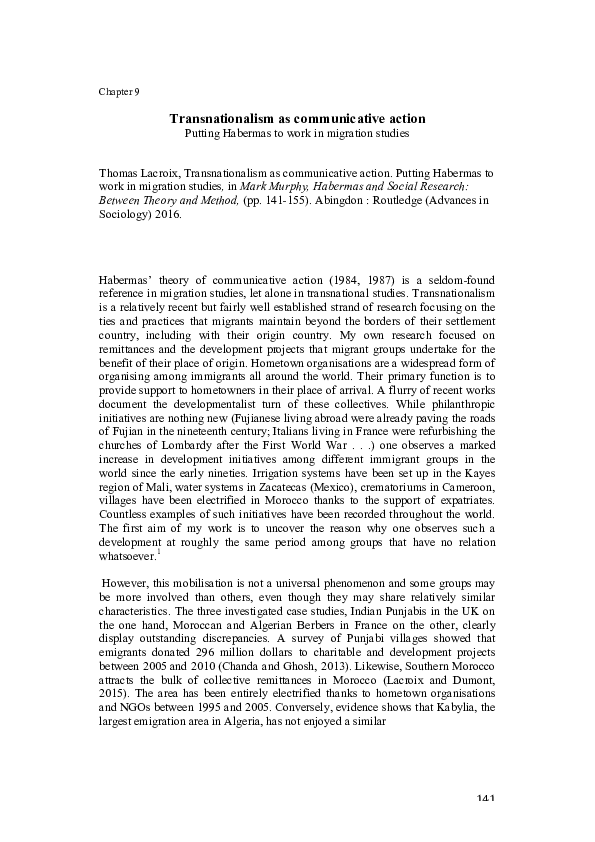 (PDF) Transnationalism as communicative action