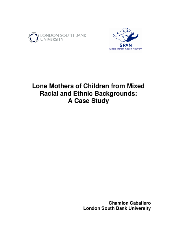 (PDF) Lone Mothers Of Children From Mixed Racial And Ethnic Backgrounds ...