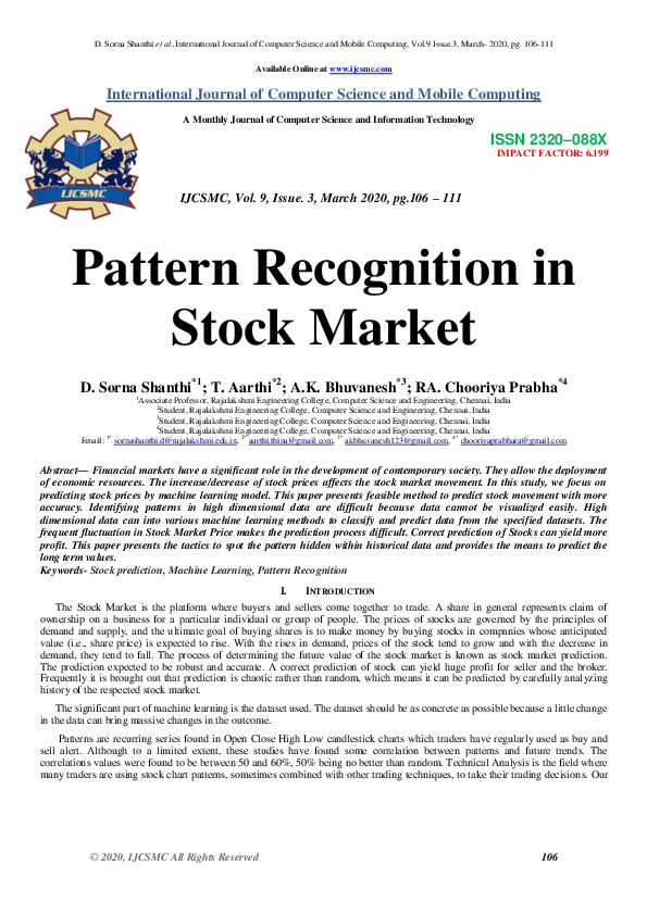 (PDF) Pattern Recognition in Stock Market﻿