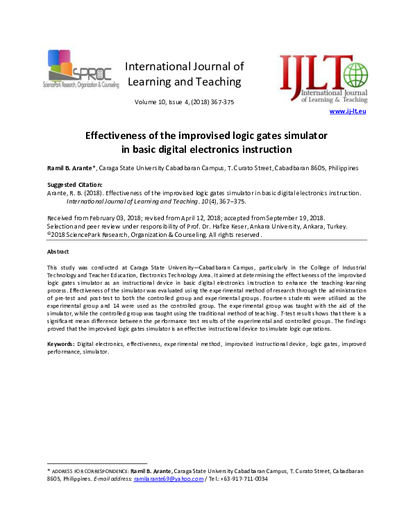 (PDF) Effectiveness of the improvised logic gates simulator in basic ...