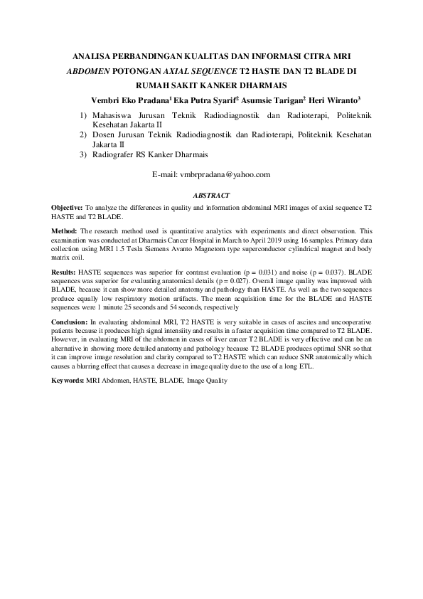 (PDF) ANALISA PERBANDINGAN KUALITAS DAN INFORMASI CITRA MRI ABDOMEN ...