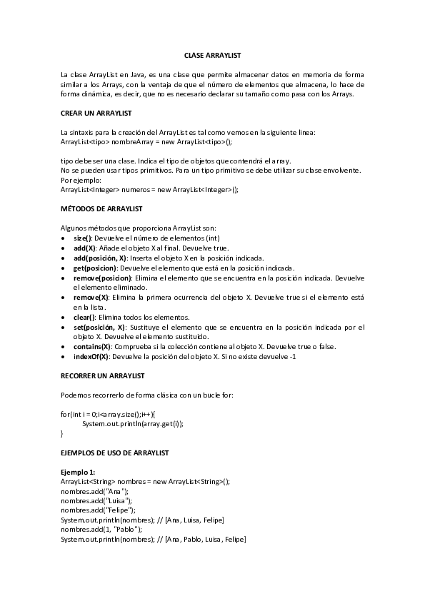 (PDF) CLASE ARRAYLIST