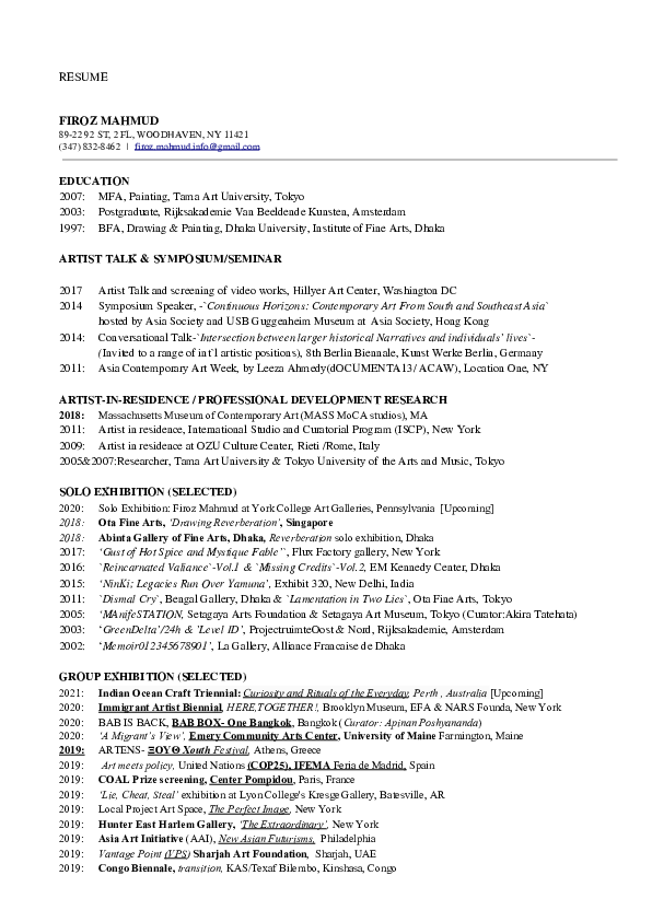 (PDF) Resume: Firoz Mahmud