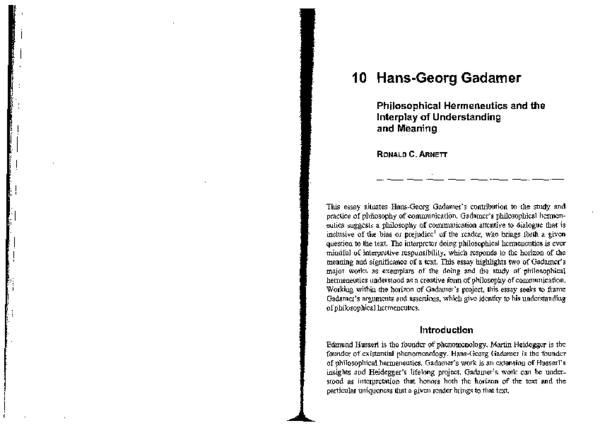 (PDF) Hans-Georg Gadamer: Philosophical Hermeneutics and the Interplay ...