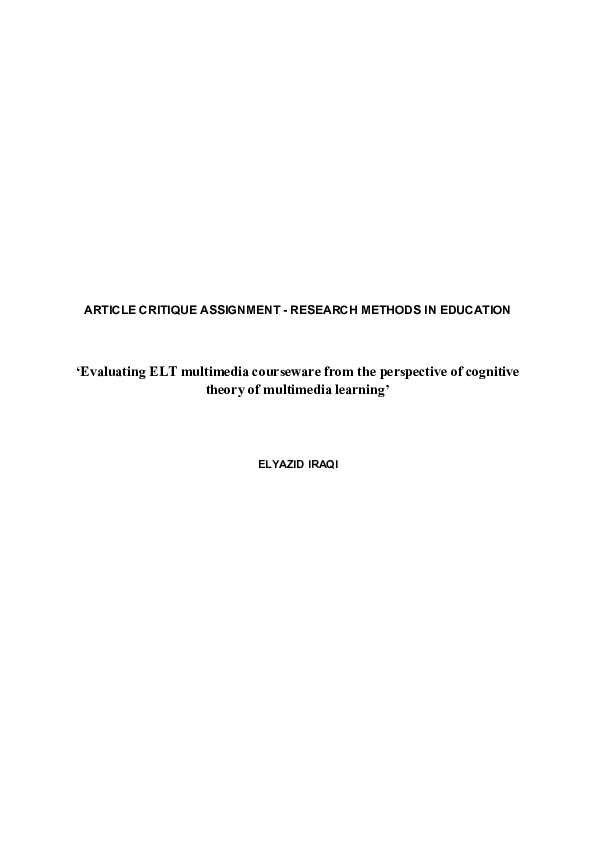 (DOC) Article critique