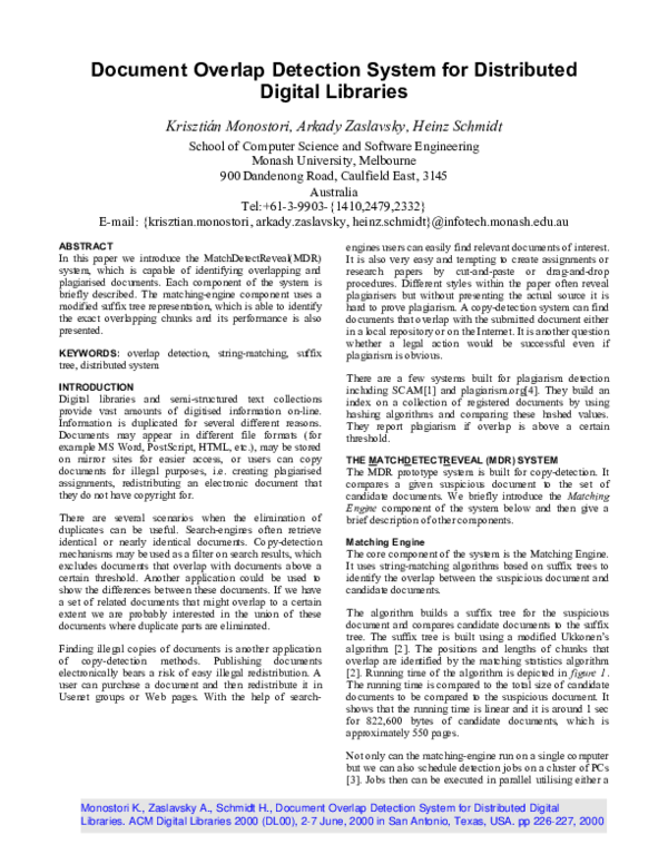 Pdf Document Overlap Detection System For Distributed Digital