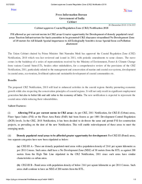 (PDF) CRZ NOTIFICATION