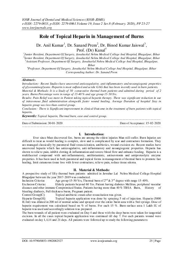 (PDF) Role of Topical Heparin in Management of Burns