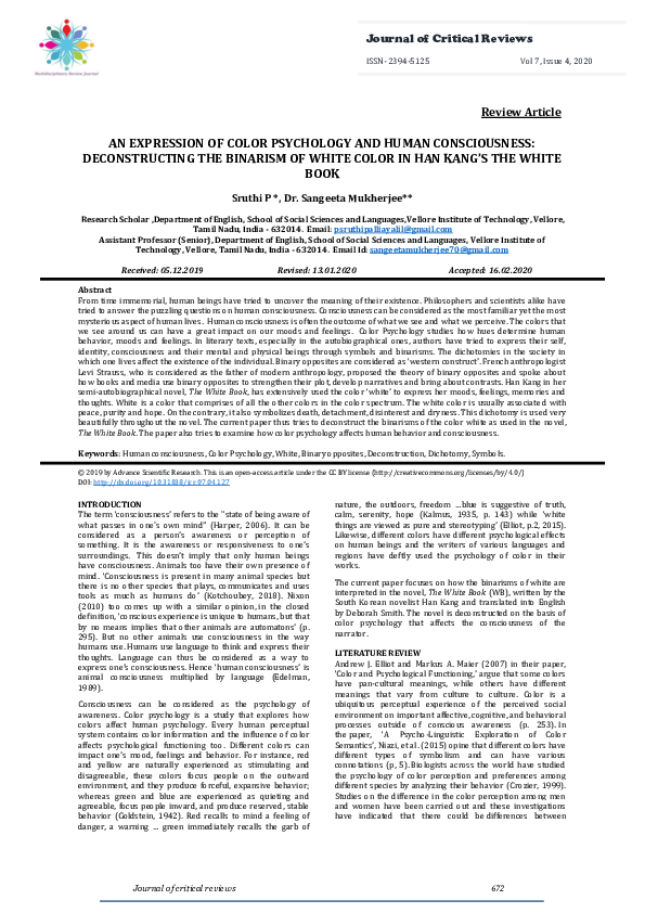(PDF) AN EXPRESSION OF COLOR PSYCHOLOGY AND HUMAN CONSCIOUSNESS ...