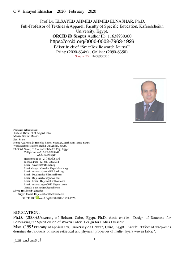 (PDF) C.V. Elsayed Elnashar _ 2020_ February _2020.pdf "Design of Database for Forecasting the ...