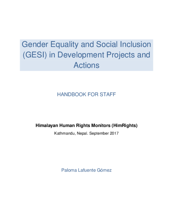(PDF) Gender Equality & Social Inclusion in Projects