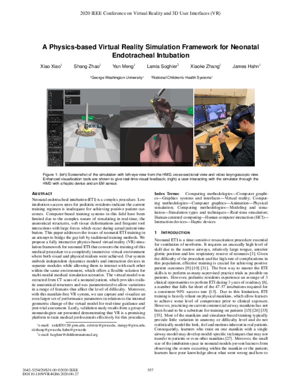 Pdf A Physics Based Virtual Reality Simulation Framework For Neonatal Endotracheal Intubation