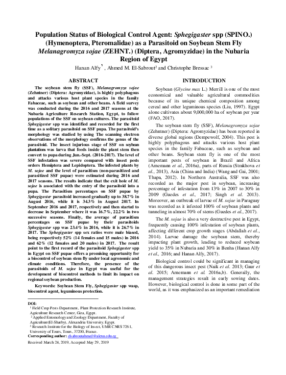 (PDF) Populaion parasitePopulation Status of Biological Control Agent ...