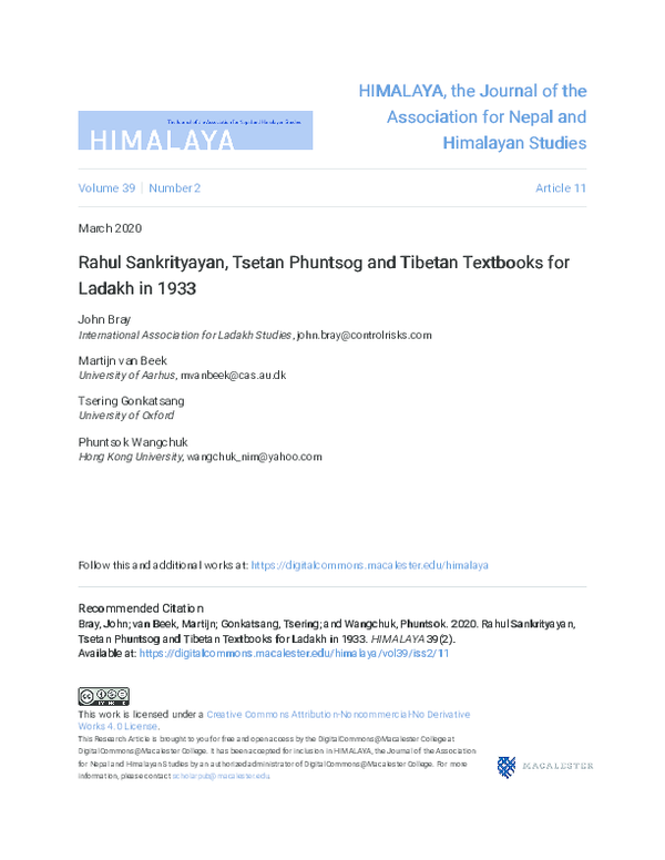 (PDF) Rahul Sankrityayan, Tsetan Phuntsog and Tibetan Textbooks for ...