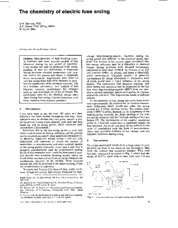 (PDF) The chemistry of electric fuse arcing