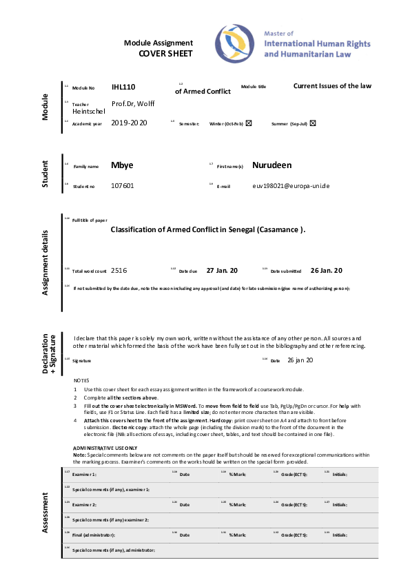 (PDF) Module Assignment COVER SHEET Module title Current Issues of the ...