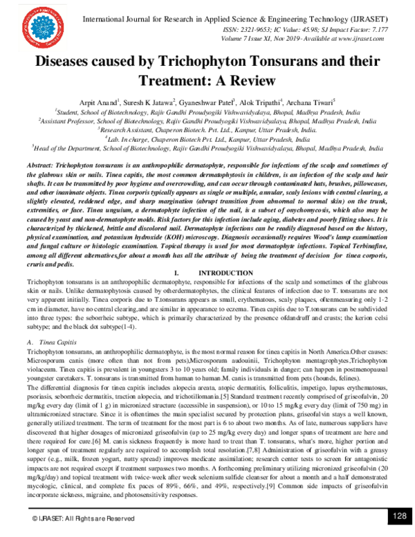 (PDF) Diseases caused by Trichophyton Tonsurans and their Treatment: A ...