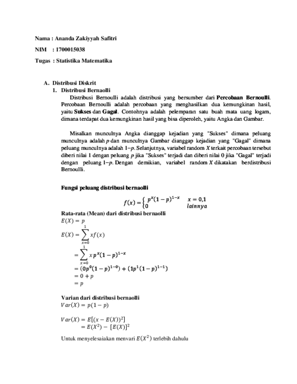 (PDF) Macam-Macam Distribusi