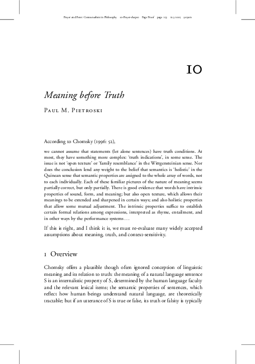 (PDF) Meaning Before Truth