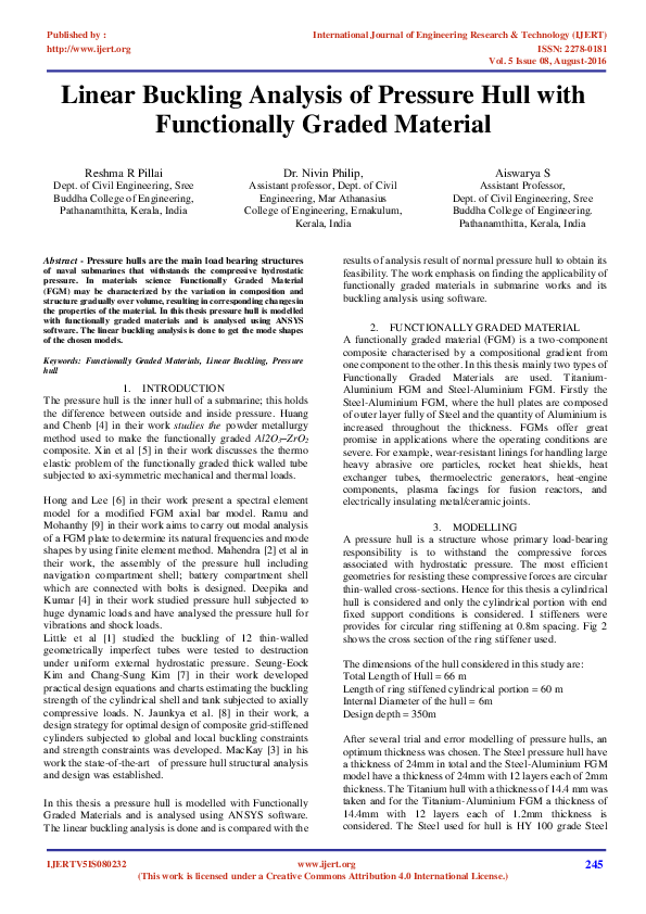 (PDF) IJERT-Linear Buckling Analysis of Pressure Hull with Functionally Graded Material