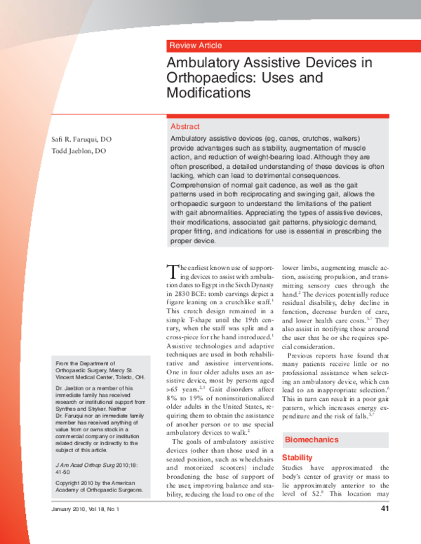 (PDF) Ambulatory Assistive Devices in Orthopaedics: Uses and Modifications