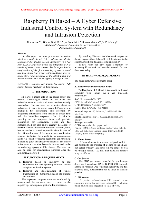 (PDF) Raspberry Pi Based -A Cyber Defensive Industrial Control System with Redundancy and ...