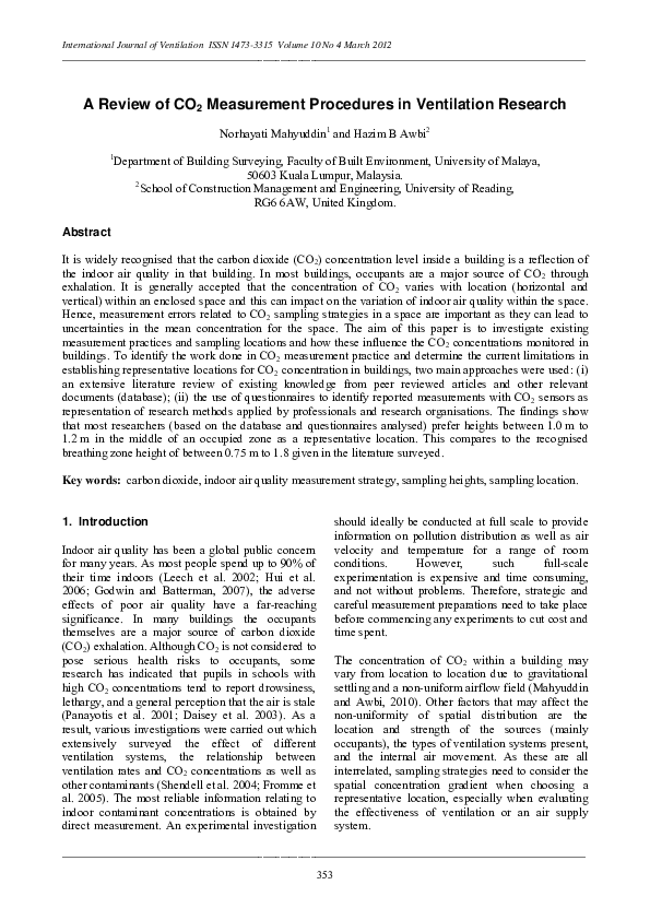 (PDF) A Review of CO2 Measurement Procedures in