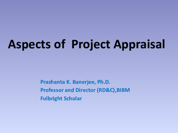 (PPT) Different Aspects of Project Appraisal