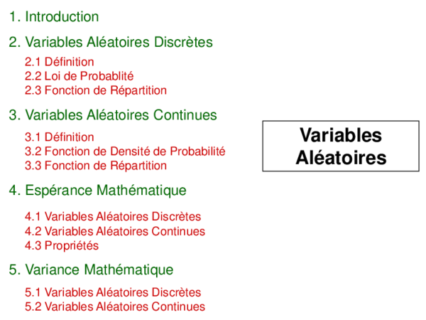 (PDF) Variables Aléatoires