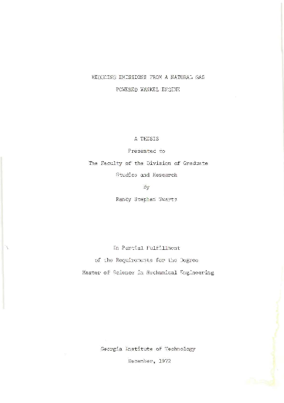 (PDF) Reducing Emissions from a Natural Gas powered Wankel Engine
