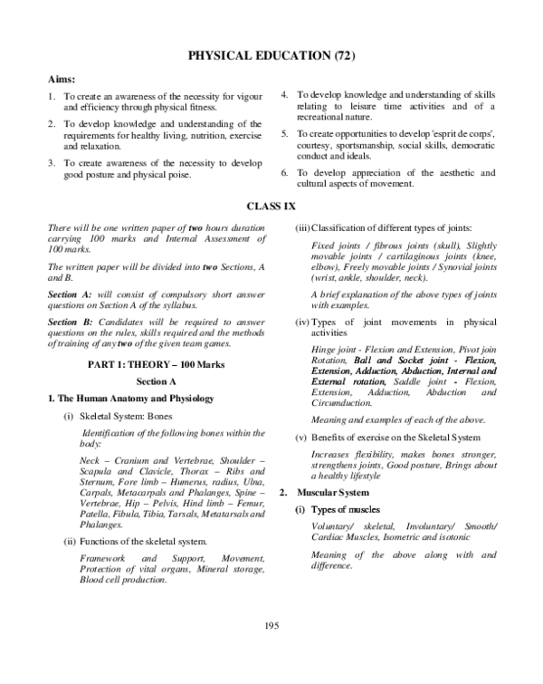 (PDF) PHYSICAL EDUCATION (72) CLASS IX