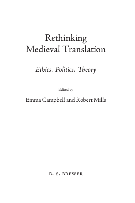 (PDF) “Introduction: Rethinking Medieval Translation”, in Rethinking ...