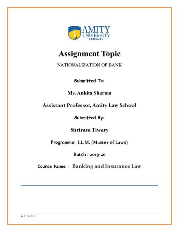 (DOC) NATIONALIZATION OF BANK