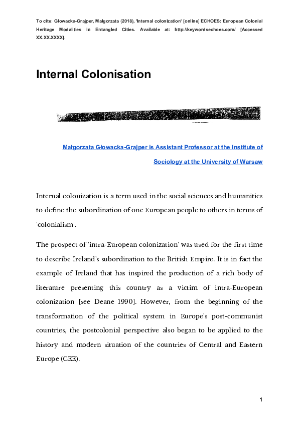 (PDF) Internal Colonisation