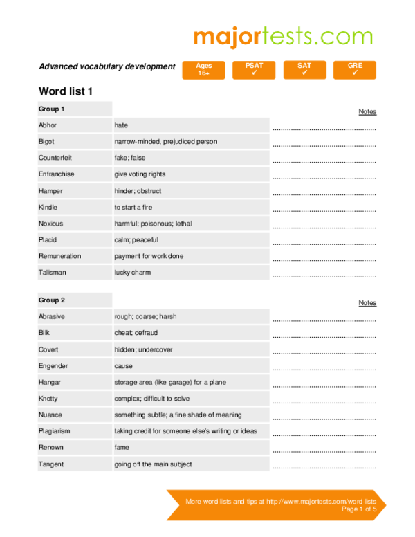 (PDF) Advanced vocabulary development