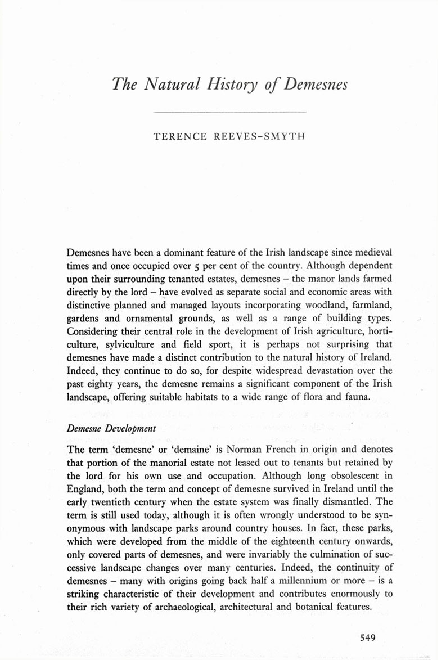 (PDF) THE NATURAL HISTORY OF DEMESNES