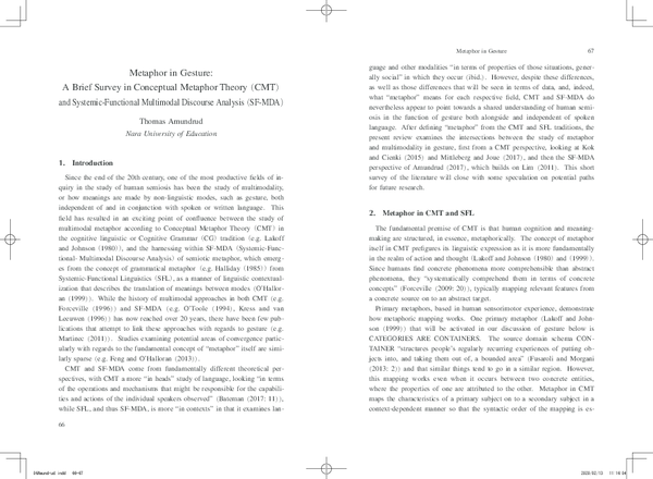 (PDF) Metaphor in Gesture: A Brief Survey in Conceptual Metaphor Theory(CMT) and Systemic ...