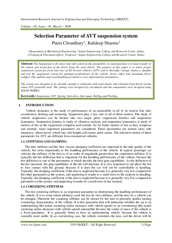 (PDF) Selection Parameter of AVT Suspension System