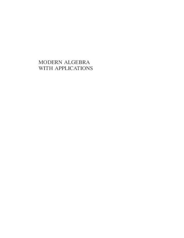 (PDF) MODERN ALGEBRA WITH APPLICATIONS