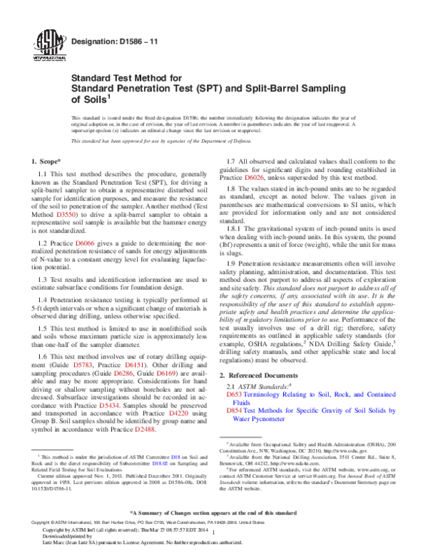 (PDF) Standard Test Method for Standard Penetration Test (SPT) and ...